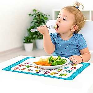 NiBaby Educational Placemats for Kids Reusable Wipeable - Toddler Placemats for Learning Alphabet ABC Color Number Shape - Kids Placemats for Dining Table Kindergarten - Set of 4