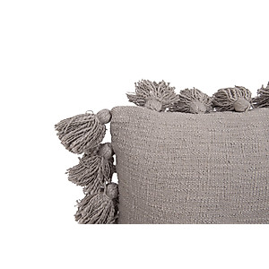 Grey Square Cotton Pillow with Tassels
