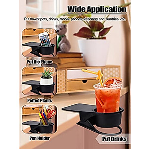 2PCS Drinking Cup Holder Clip, Kalolary Desk Bottle Cup Stand DIY Glass Clamp Storage Saucer Clip Water Coffee Mug Holder Saucer Clip Design for Home & Office, Black