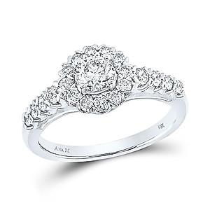 The Diamond Deal 14kt White Gold Round Diamond Solitaire Bridal Wedding Engagement Ring 1 Cttw