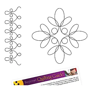 Quilting Stencils for Machine and Hand Quilting - 2 Plastic Quilt Templates for Continuous Line Borders and Patterns - Filigree Border, Flower Loop Block Stencil Set with Quilter's Guide