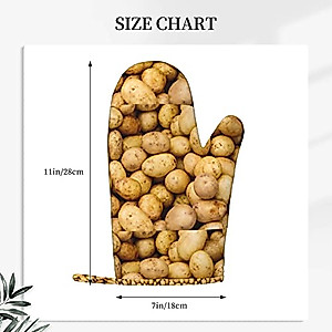 Garden Potatoes Silicone Padded Oven Gloves Silicone Non-Slip Cooking Gloves Grill Gloves Pot Holders for Cooking Baking Grilling