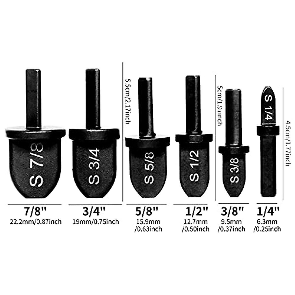 Rowzzi Swaging Tool Drill Bit Set, HVAC Tools, 6pcs Professional Manual Copper Pipe Swage Tool Drill Bit Triangular Handle, Repairing Set Include 7/8'', 3/4'', 5/8'', 1/2'', 3/8'', 1/4'' Bits