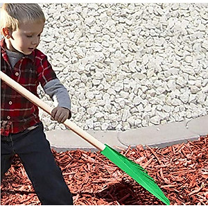 Superio Kids Rake with Hardwood Handle, Gardening and Lawn Care Tools for Kids, Sweep Leaves and Tidying Up The Garden, Plastic Tines and Heavy Duty Wooden Handle 34" (Kid Size, Green, 1-Pack)