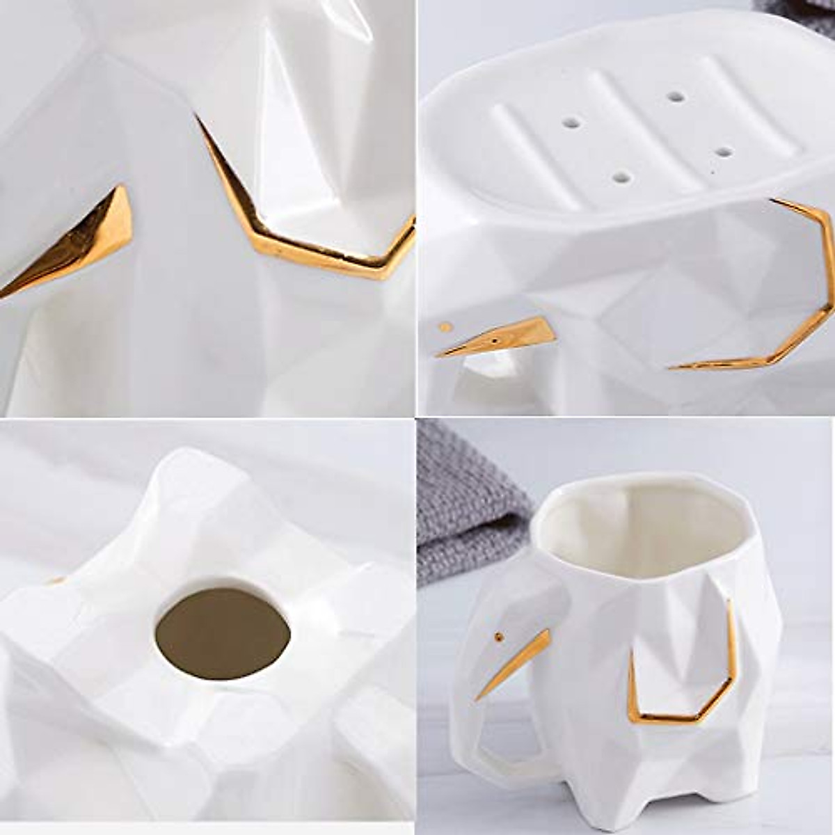 Agal Bathroom Accessory Set,Geometric Cute Elephant Soap Dispenser for Liquid Soap Or Lotion(Color : White soap Dispenser)