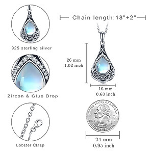 Celtic Urn Necklace For Ashes 925 Sterling Silver Moonstone Cremation Jewelry For Ashes Keepake Urn Necklace Gift For Women Wife Mother