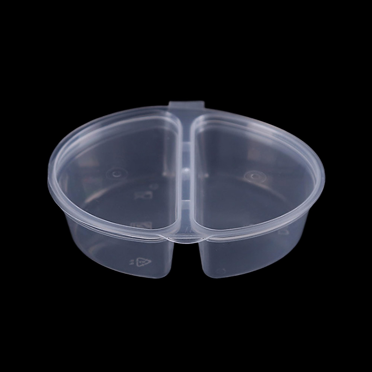 CATPAN Condiment Containers with Hinged Lids:Disposable Two-Compartment Sauce Containers,Clear Leak Proof Sauce Cups,Small Plastic Containers for Sauces,Travel Snack,100ML,30PCS