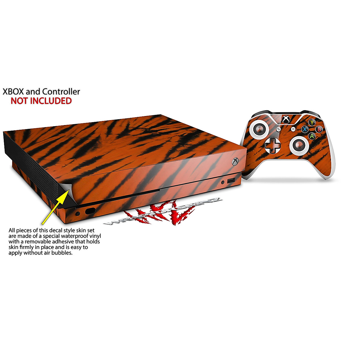 WraptorSkinz Decal Vinyl Skin Wrap Compatible with Xbox One X Console and Controller - Tie Dye Bengal Side Stripes