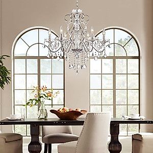 Saint Mossi 6 Light Crystal Chandelier Light Fixture Modern Chandelier Crystal Lighting, Crystal Pendant Raindrop Chandelier for Dining Room,Bedroom,Living Room,H23 x D24