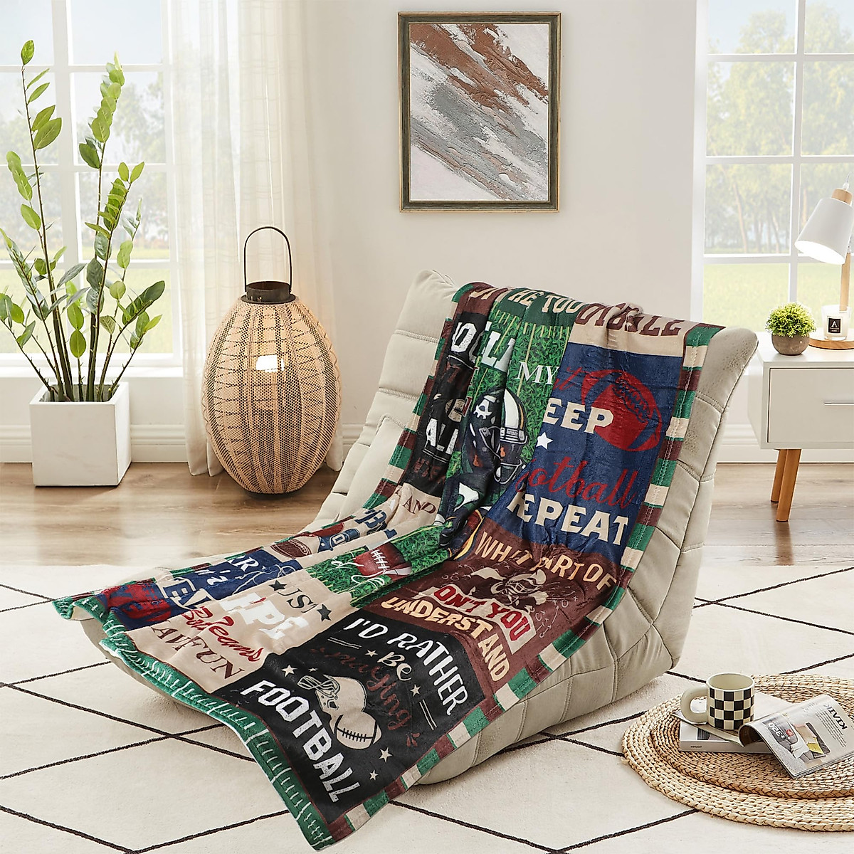 Poekuao Large Football Throw Blanket for Football Lovers, Football Gifts for Boys, Football Blankets, Gifts for Coach Football Fan on Birthday