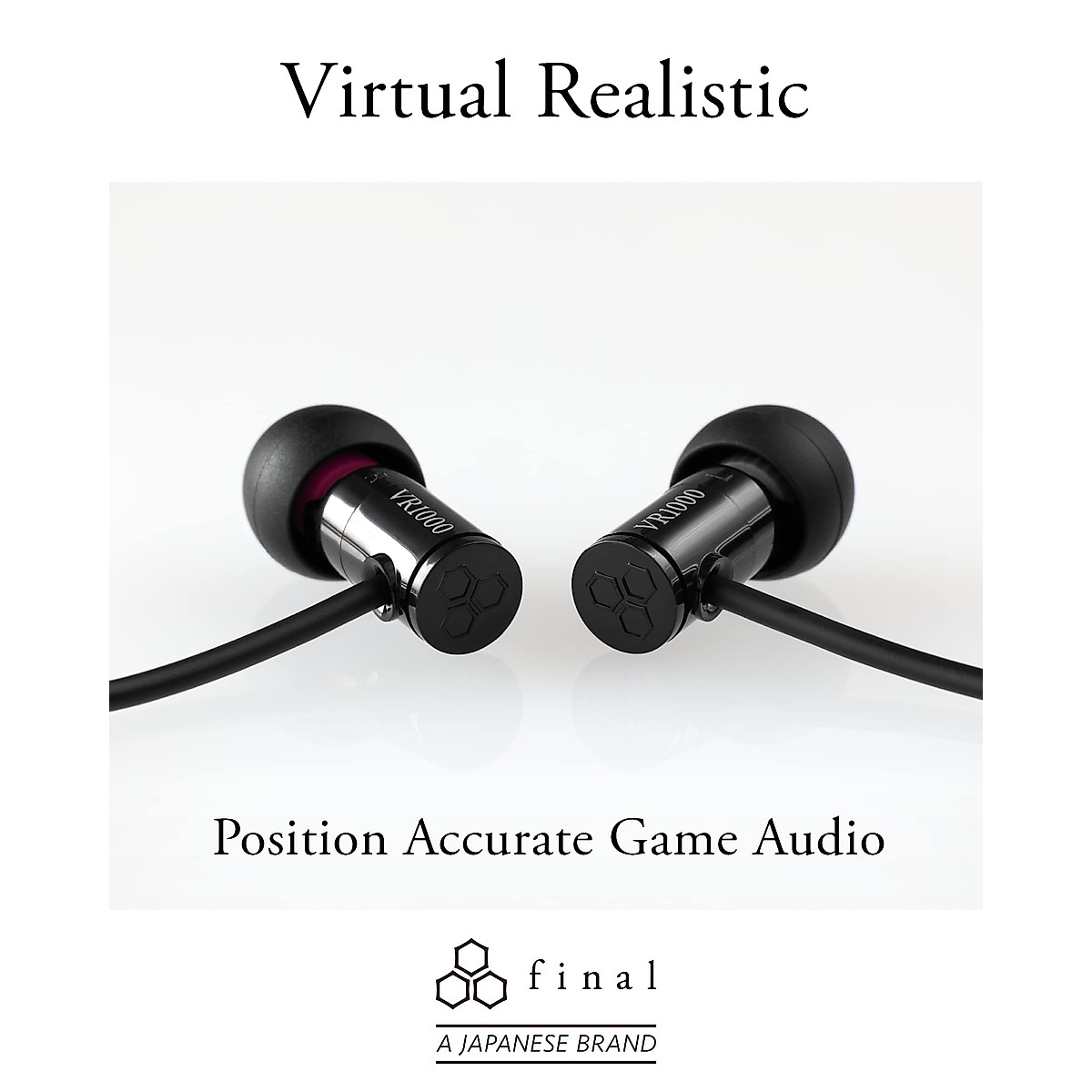 final VR1000 – Immersive 3D Live Sound Earphones for Oculus Quest with L/R Separated 3.5mm Gold-Plated Plug