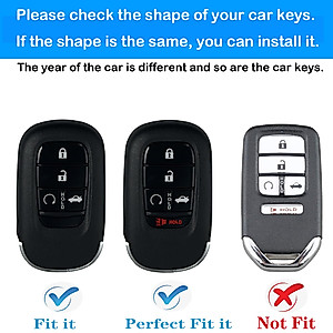 Yonmcfn for Honda Key fob Cover with Leather Keychain,Soft TPU 5 Buttons Key Shell,fit 2022 2023 Civic Accord Remote car Key(White)