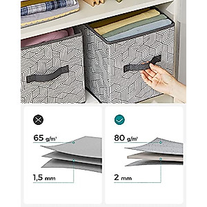 SONGMICS Storage Cubes, Set of 6 Non-Woven Fabric Storage Bins, Cube Drawers for Shelves and Closet Storage, Foldable, for Clothes Toys, Gray with Zigzag Pattern UROB016G01
