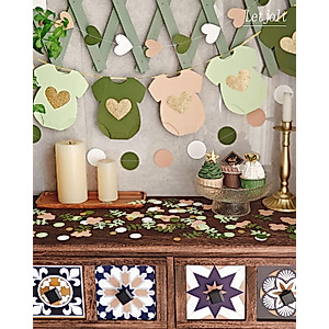 Letjolt Green Confetti Baby Shower Paper Short-Sleeve Bodysuits Scatter Golden Leaves Table Decoration Gender Reveal Birthday Confetti 150 pcs