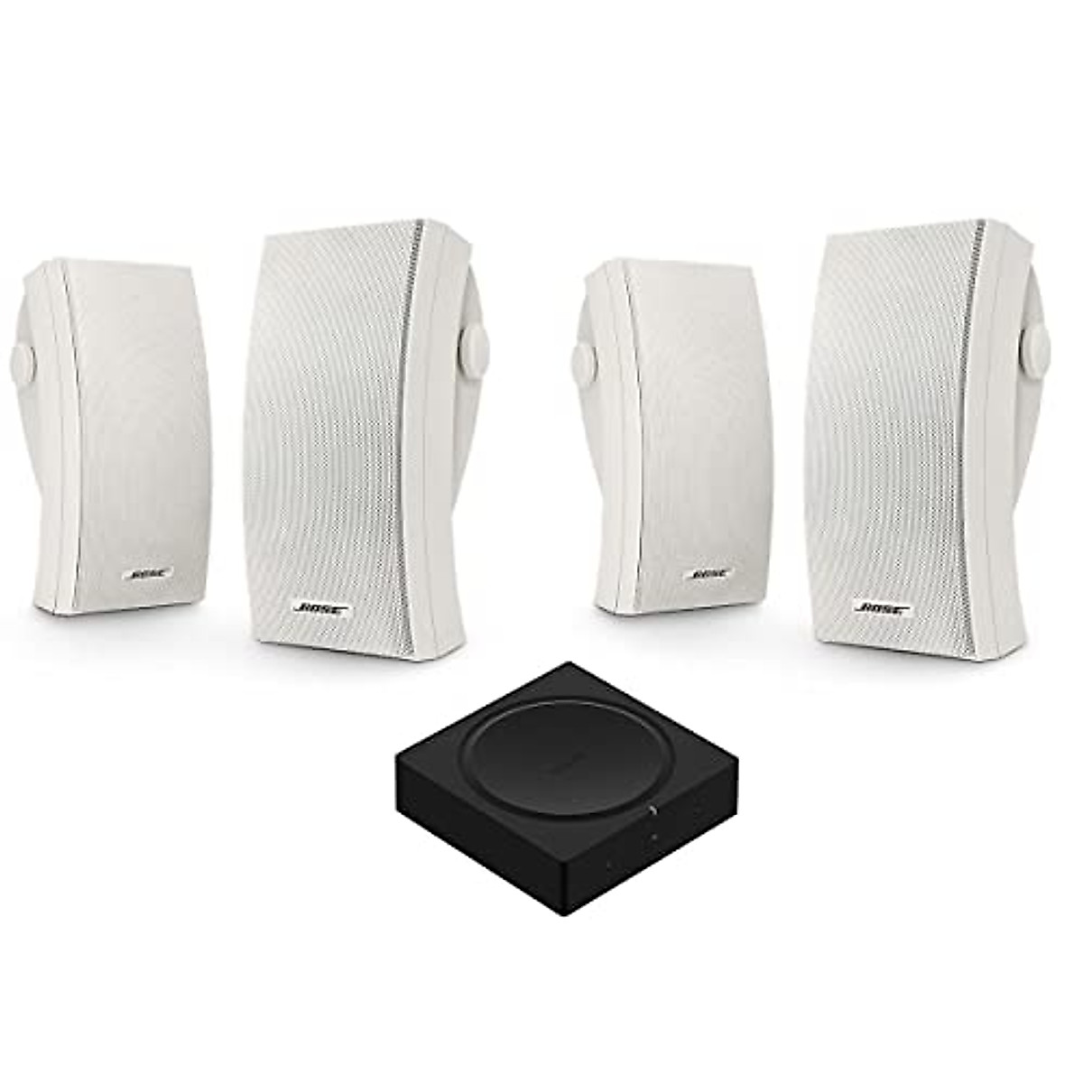 Bose 251 Outdoor Environmental Speakers, White, 2 Sets with Sonos Amp 2.1 Channel Amplifier