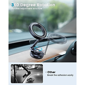 APPS2Car Fits MagSafe Car Mount, Foldable Metal Magnetic Car Phone Mount, Stick On Cell Phone Holder for Car Dash Dashboard MagSafe Accessories for iPhone 15 14 13 12 Pro Max Plus Mini MagSafe Case