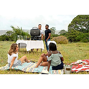 Megamaster 820-0065C 1 Burner Portable Gas Grill for Camping, Outdoor Cooking , Outdoor Kitchen, Patio, Garden, Barbecue with Two Foldable legs, Red + Black