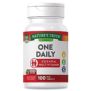 One Daily Womens and Men's Essential Multivitamin | 100 Mini Tablets | Non-GMO & Gluten Free | By Nature's Truth