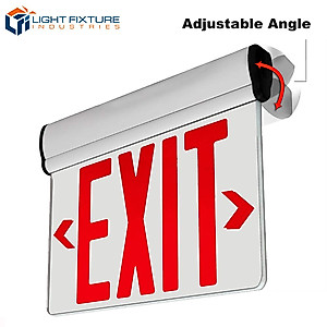 LFI Lights | New York City Approved Red Edge-Lit Exit Sign | Aluminum Housing | All LED | Single-Sided Clear Acrylic Panel | 8" Lettering | Hardwired w/Battery Backup | UL Listed | NYCELRT-R