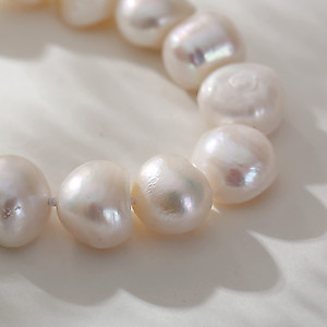 NW White Baroque natural freshwater pearl bracelet (white, 8.2 inch)