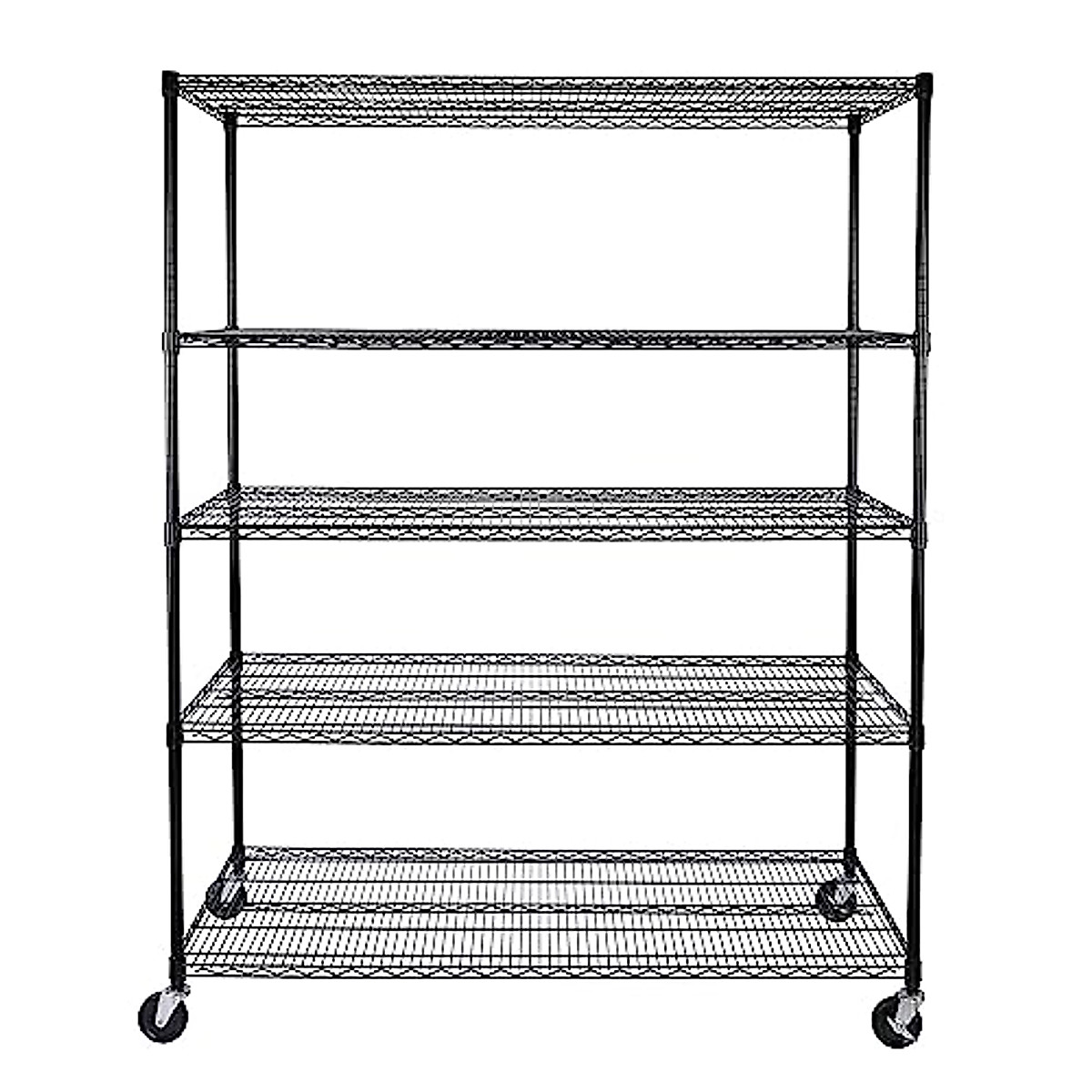 Seville Classics UltraDurable Heavy Duty NSF Solid Steel Wire Rack Storage Unit, Organizer for Garage, Warehouse, Office, Restaurant, Classroom, Kitchen, Black, 5-Tier Shelving, 60" W x 24" D