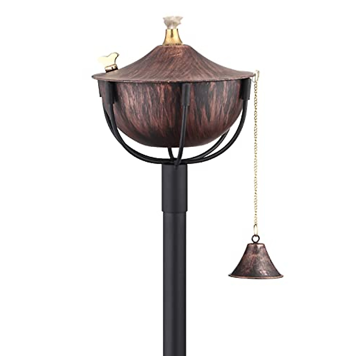 Legends Direct Maui Premium Metal Landscape Lantern Torches, 54" Tall- Tiki Style/w Snuffer, Fiberglass Wick & Large 32oz Oil Lamp for Outdoor, Patio, Garden, Lawn use and More (Brushed Bronze)