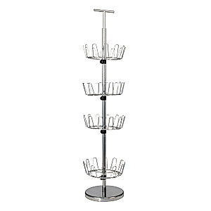 Household Essentials Revolving Four-Tier Shoe Tree, Silver Finish