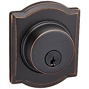 Schlage Lock Company B60CAM716 Single Cylinder Grade 1 Deadbolt with Decorative Camelot Rose, Aged Bronze
