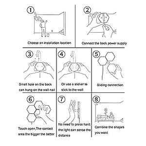 Hexagon Led Lights, LED Wall Lights, Touch-Sensitive Lighting, Aesthetic Room Decor | Perfect Decoration for Living and Bedroom Large Wall Lights DIY Modular Touch Lamp (2 PCS)