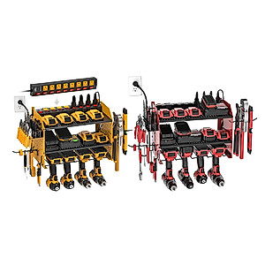 CRST Power Tool Organizer & 8-Outlet Power Strip Bundle, Cordless Drill Holder with Charging Station for Garage & Workshop