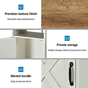 AMERLIFE 3-Piece Farmhouse Table Set Includes Coffee Table& Two End Tables, Side Table with Charging Station and USB Ports, for Living Room, Bedroom, Distressed White