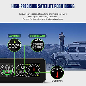 Car Inclinometer Level Tilt Meter, Digital HUD GPS Speed Slope Meter, Real-timie Speed, Vehicle tilt/Pitch Angle, Battery Voltage with HD LCD Display for 12V Off-Road Vehicle