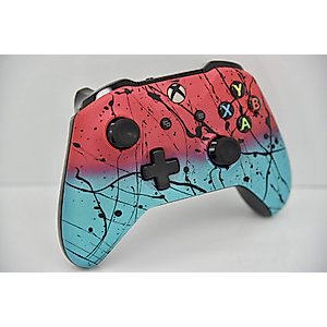 Hand Airbrushed Fade Custom Controller - Compatible with Xbox One (Matte Red & Teal)