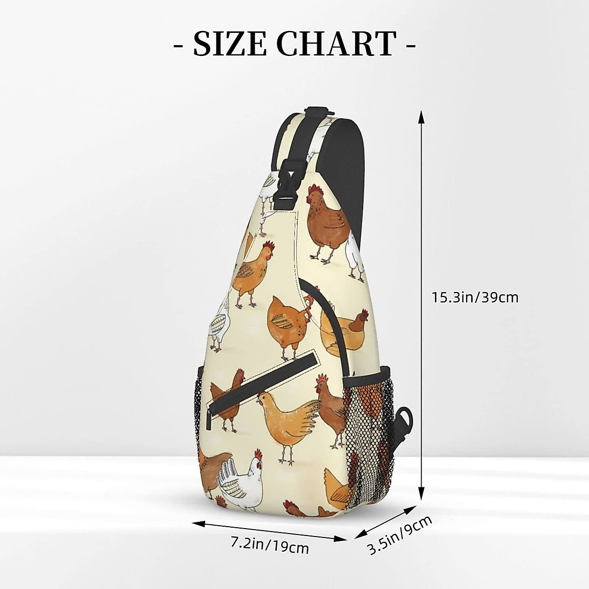EVANEM Cross Chest Bag Chicken Pattern Printed Crossbody Sling Backpack Casual Travel Bag For Unisex