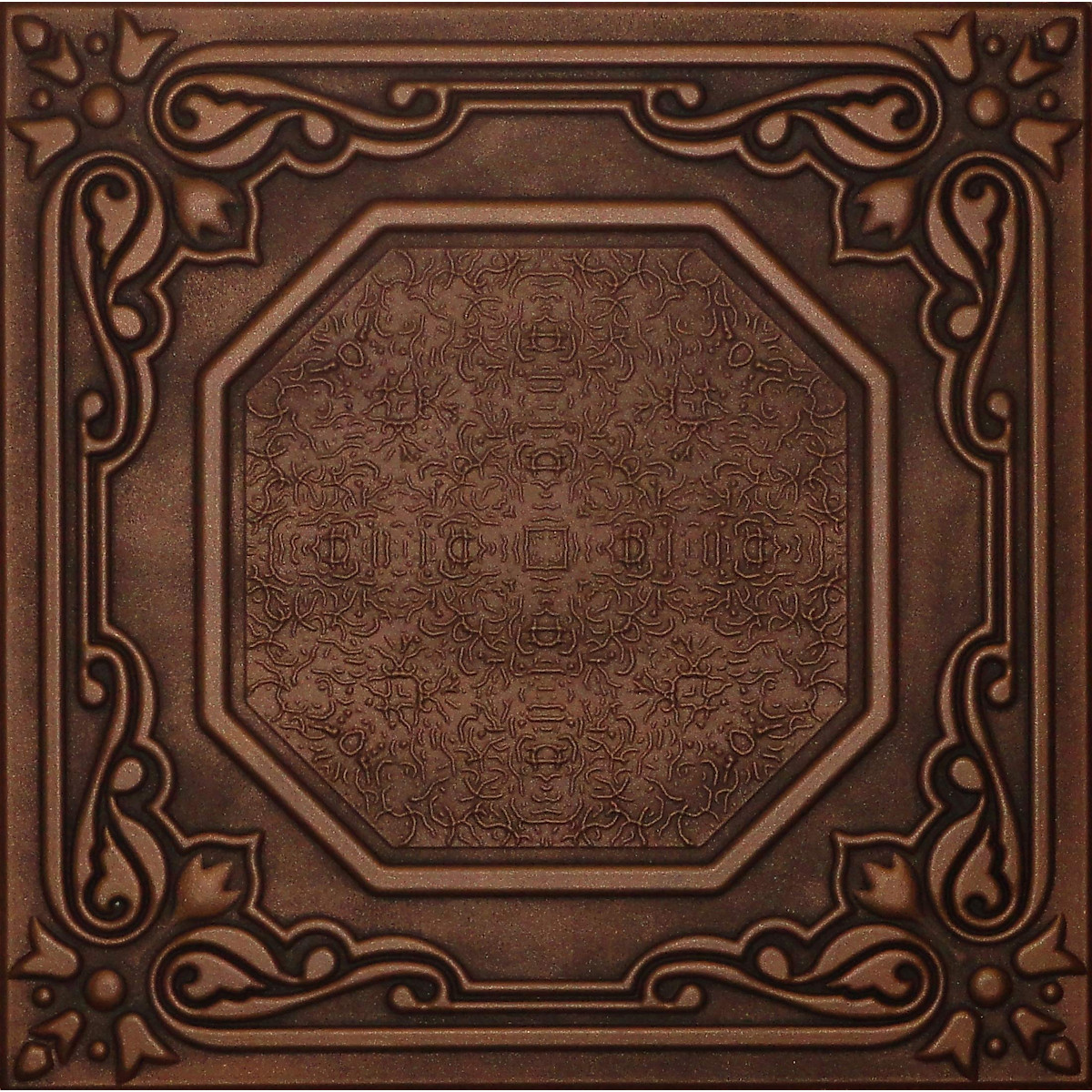 R32 Antique Bronze 20x20 Amazing Styrofoam Tin Look Ceiling Tiles Easy to Glue Up On Any Type of Surface