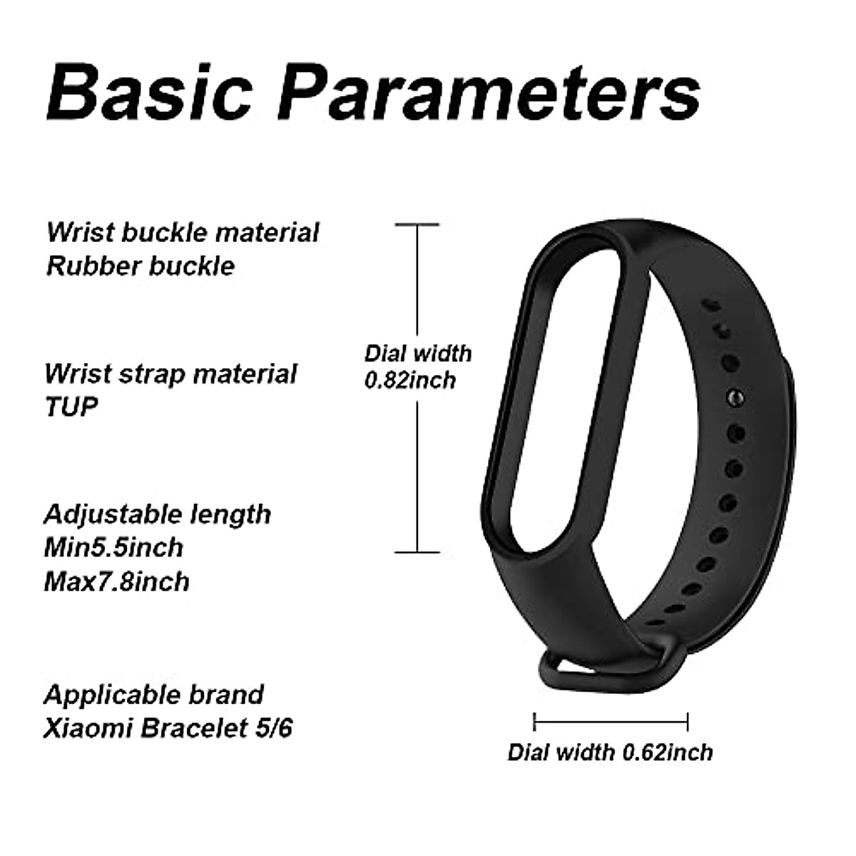 SPORTIMES Suitable for MI Band 5&6, 3 Pieces soft silica gel to replace the watchband, Adjustable Replacement Sports strap.