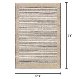 Couristan Monaco Indoor/Outdoor Area Rug for Patios, Decks, Kitchens, and Laundry Rooms, All-Weather, Pet-Friendly and Easy to Clean, Bowline Pattern in Cocoa Natural-Ivory, 5'10" x 9'2"