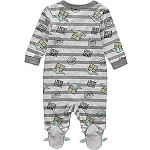 Happy Threads Star Wars Baby Boys One Piece Sleeper - Footed Baby Pajamas - Baby Boy Clothes - Footie Pajamas (Grey/Green/Brown, 6-9 Months)