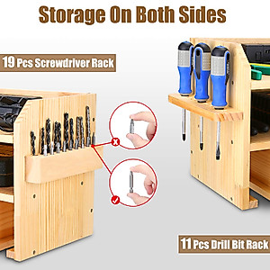 Power Tool Storage, Power Tools Organizer, Cordless Drill Charging Station Wall Mount Five Drill Holder with Screwdriver Rack and Drill Bit Rack Garage Storage Tool Organizer
