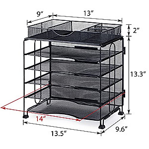 KEEGH Desk Paper Organizer File Tray, 5 Tier Desktop File Organizer Paper Storage Holder with Extra Drawer, Office Desk Organizers and Accessories for Letter/A4 | Screws Free Design