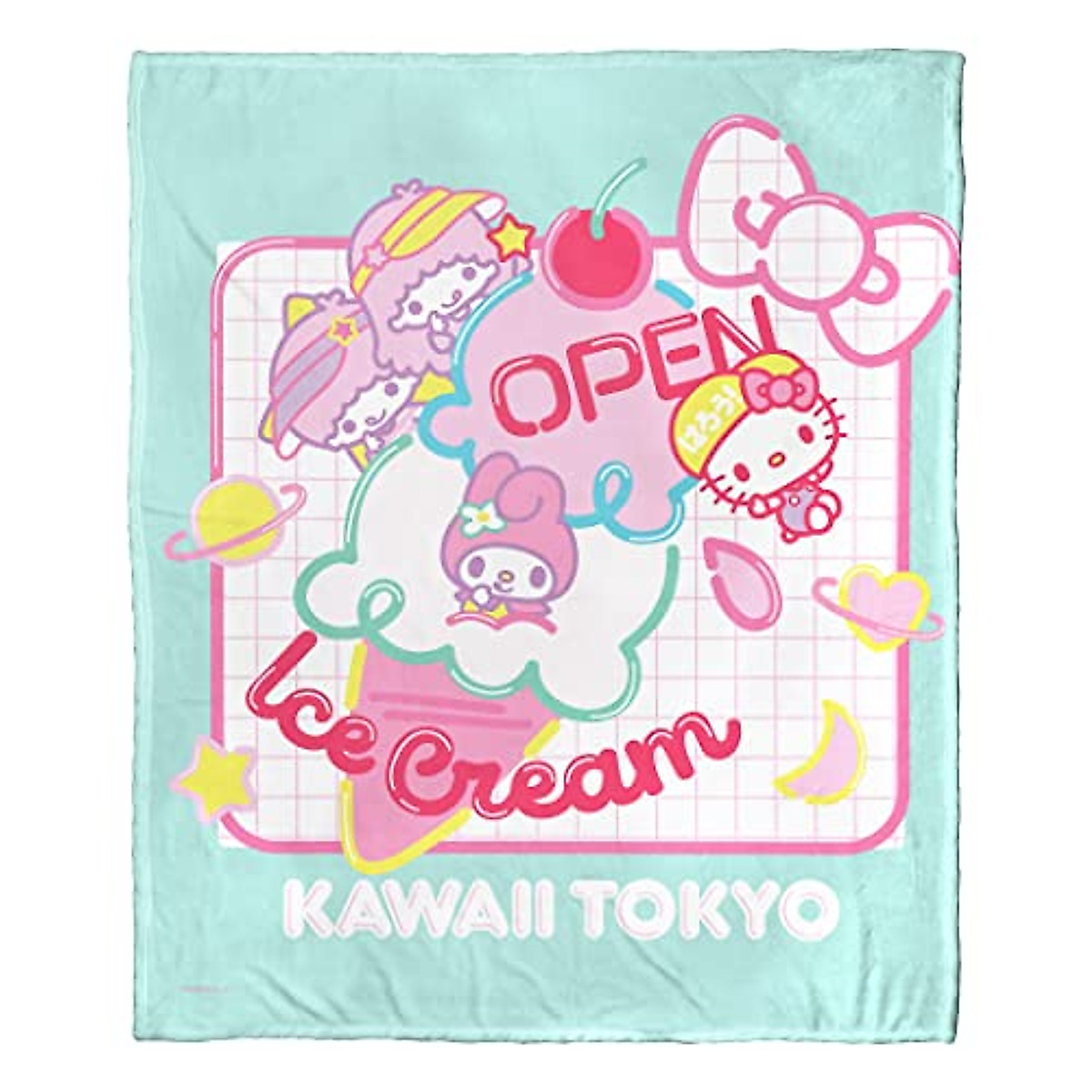 Northwest Sanrio Hello Kitty Silk Touch Throw Blanket, 50" x 60", Ice Cream Sign