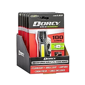 Dorcy 41-4380 100-Lumen Ultra HD Aluminum LED Rechargeable Flashlight with Area Light