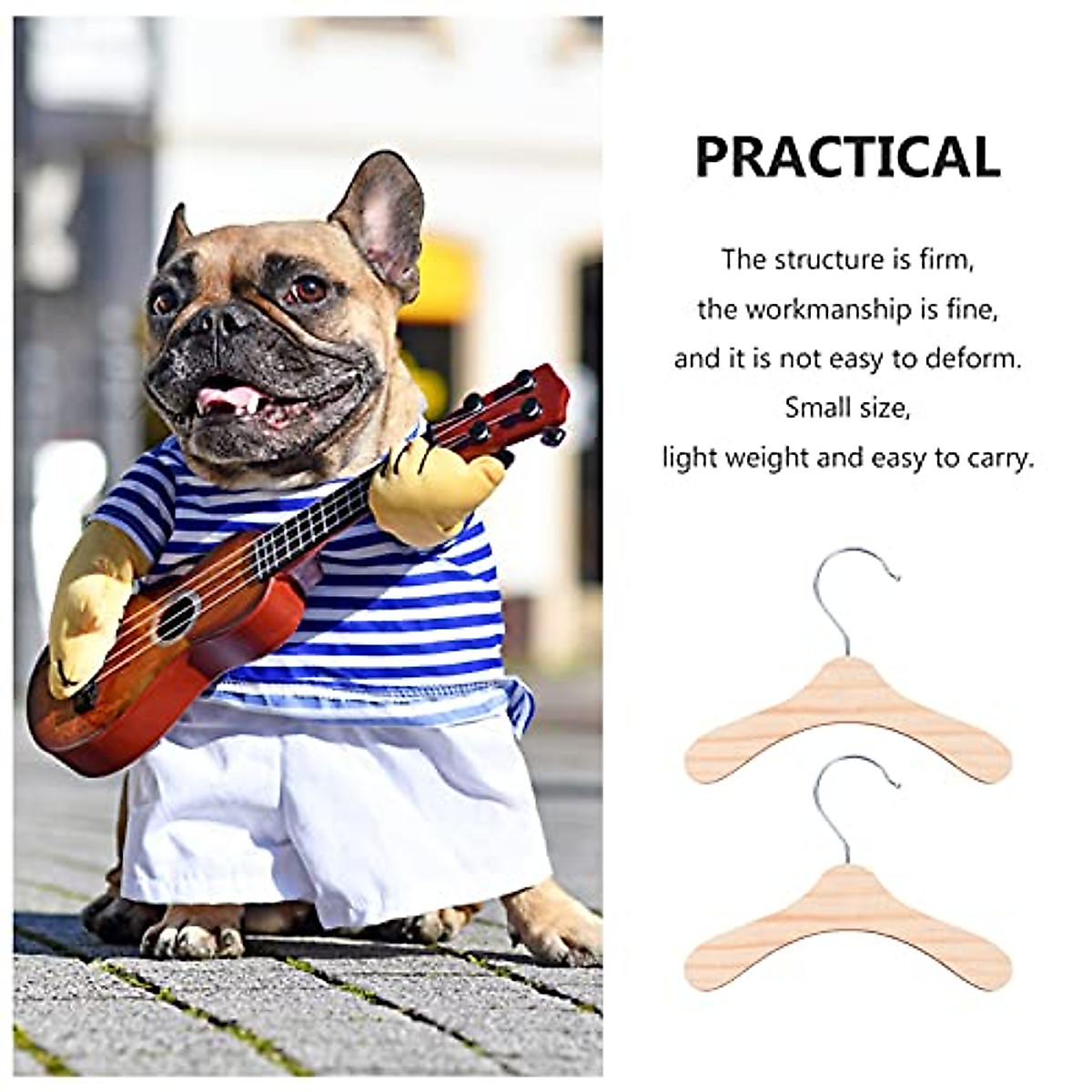 TEHAUX 10pcs Dog Cloth Hangers Pet Wood Racks Home Pet Costume Racks Doll Hangers, Non- Slip Clothes Hangers for Pet (Size S, 14cm)