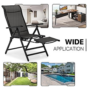 MoNiBloom 3 in 1 Outdoor Lounge Chairs Set of 2 Folding Recliner Patio Lounge Chair with Retractable Footrest, Furniture Outdoor Large Angle Adjustment Chair for Deck Patio Beach Yard, 330lbs