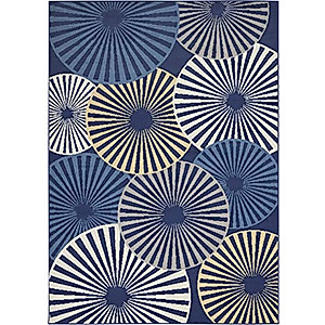 Nourison Grafix Contemporary Navy 5'3" x 7'3" Area -Rug, Easy -Cleaning, Non Shedding, Bed Room, Living Room, Dining Room, Kitchen (5x7)