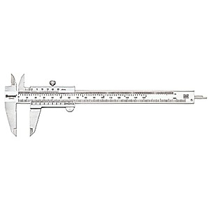 Starrett Vernier Caliper with Hardened Stainless Steel Depth Rod, Lock Screw and Sharp, Black Graduations - Metric, English, 0-6" Range, 001" Graduations - 125MEA-6/150