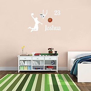 Basketball Player Personalized Name Nursery Wall Decal Vinyl Sticker | Multiple Font Options | Custom Kids Room Décor | Bedside Decals | Children’s Room | Car | Laptop