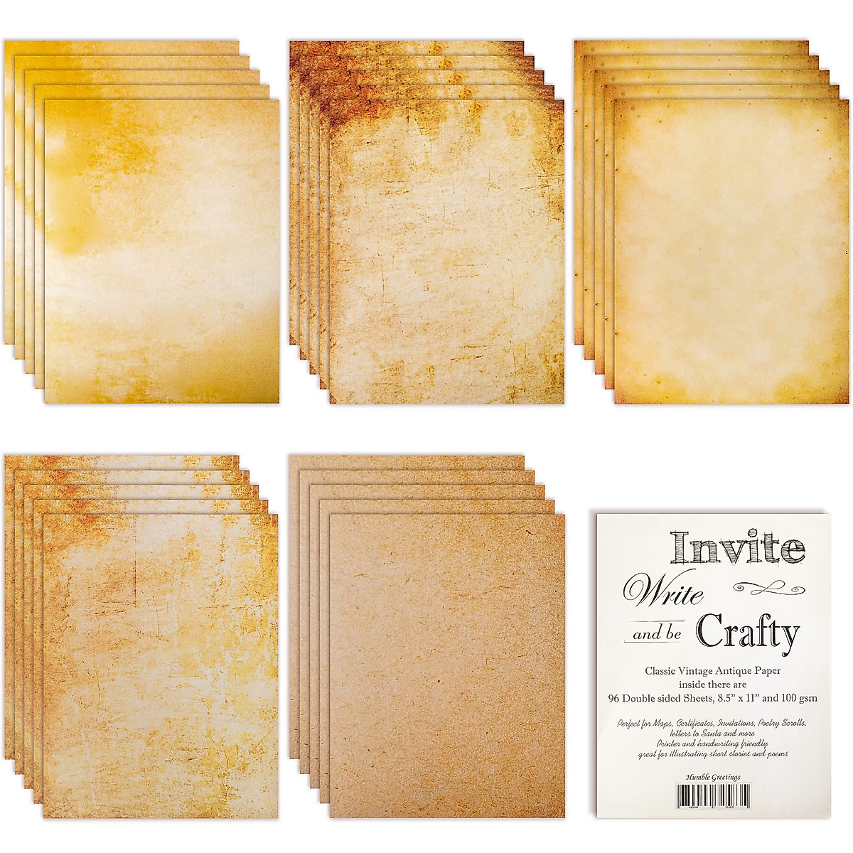 Vintage Parchment Stationary Paper - 5 Unique Designs