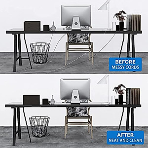 Cable Management Under Desk 63.2'' J Channel Cable Raceway, No Drill Cord Hider for Desk, Wire Management Under Desk Easy to Tape Install, 4X L15.8W1.1H2.24in Cable Management Tray, Black