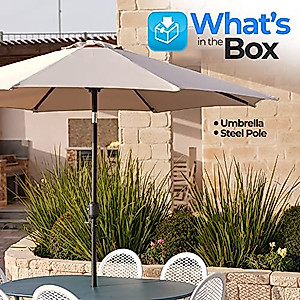 SereneLife 10ft Patio Table Umbrella, 6 Sturdy Ribs with Push Button Tilt, Easy Close Open Crank, Outdoor Furniture for Garden Lawn Deck Pool and Beach, Rust Resistant Pole, Weatherproof Fabric